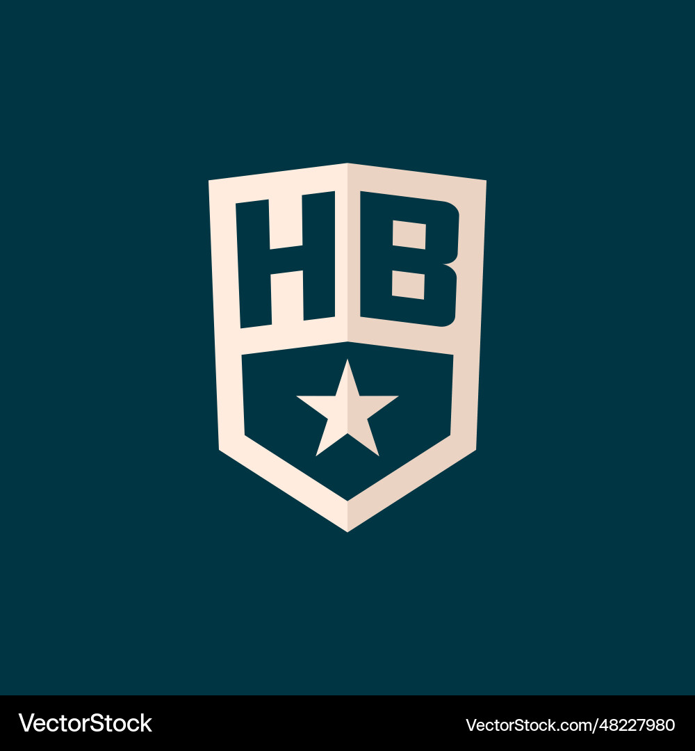 Initial hb logo star shield symbol with simple Vector Image