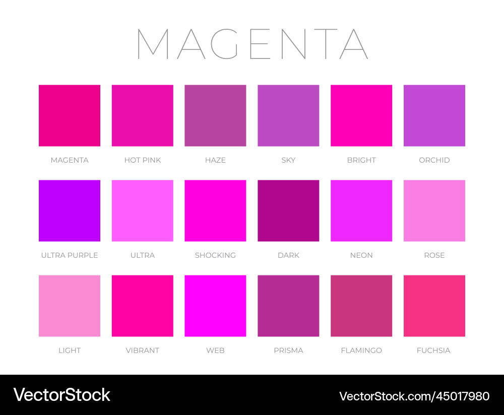 Magenta Farbtöne swatches Lizenzfreies Vektorbild