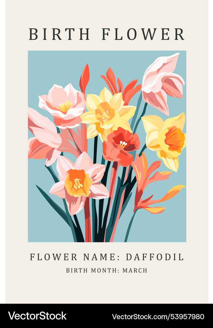 March birth month flower daffodil 2 Royalty Free Vector