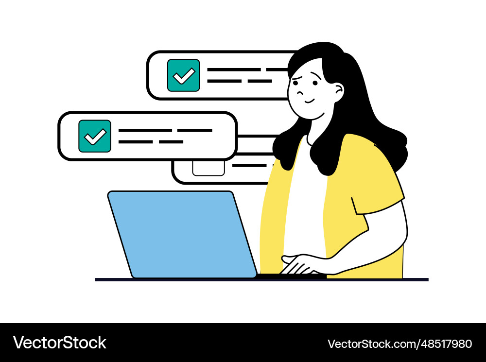 Online survey concept with people scene in flat Vector Image