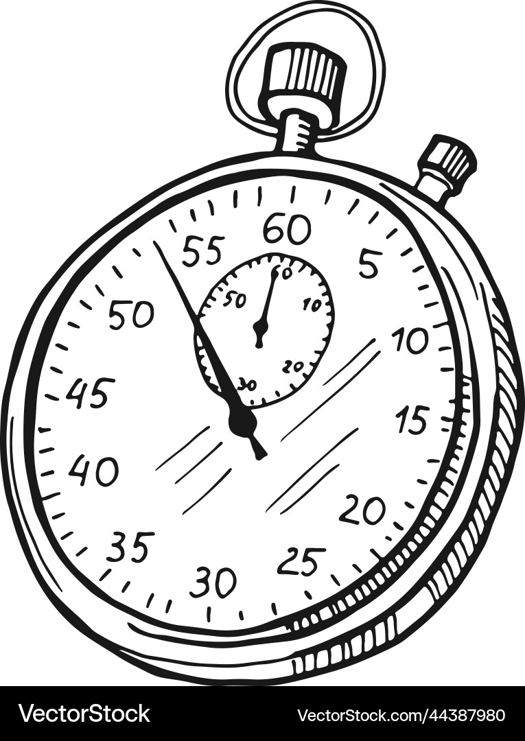 Stopwatch sketch sport clock icon deadline time Vector Image