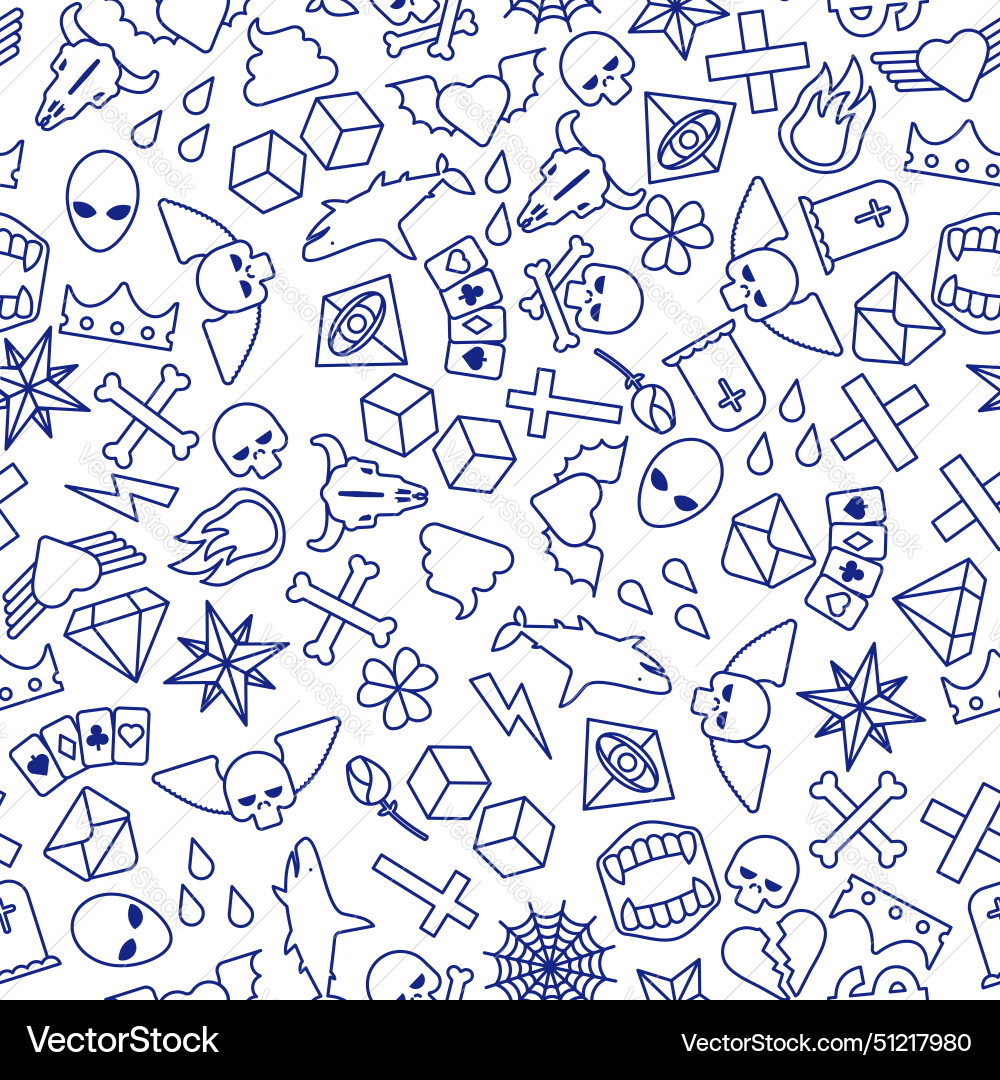 Tattoo pattern seamless icons background Vector Image