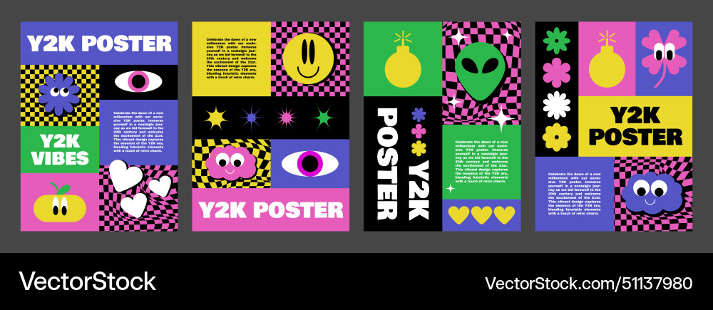 Y2k poster design template Royalty Free Vector Image