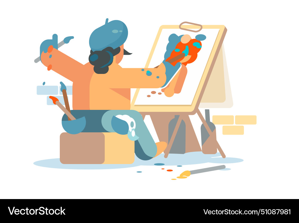 Artist painting canvas Royalty Free Vector Image