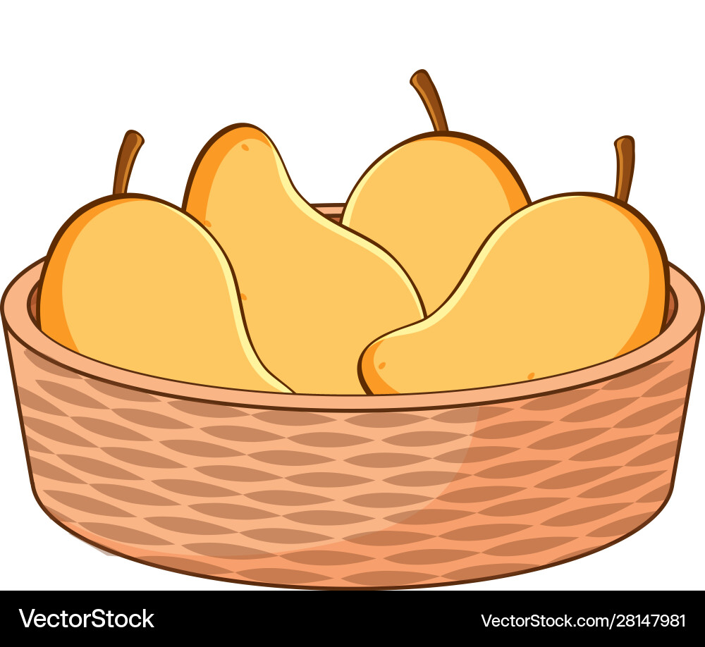 Basket mangoes on white background Royalty Free Vector Image