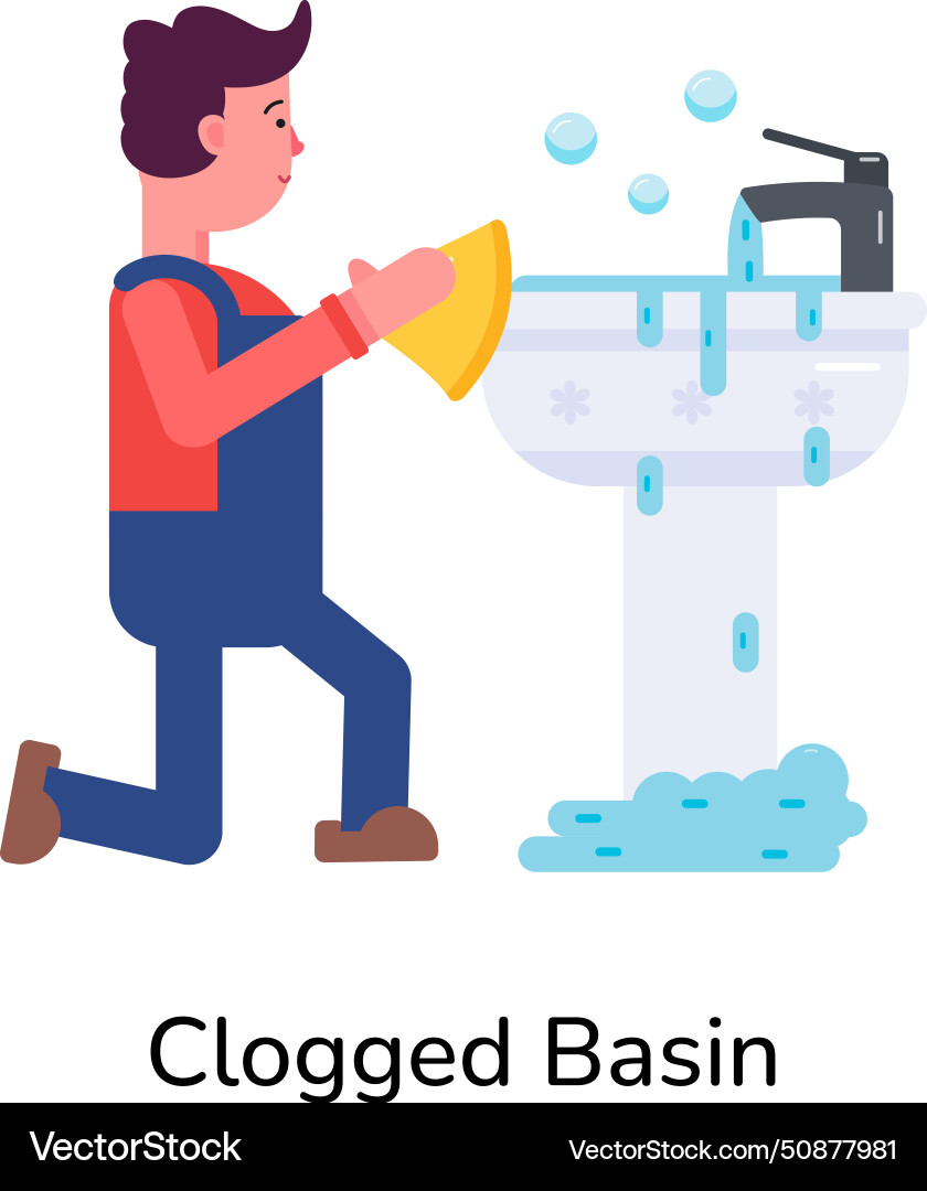 Clogged basin Royalty Free Vector Image - VectorStock
