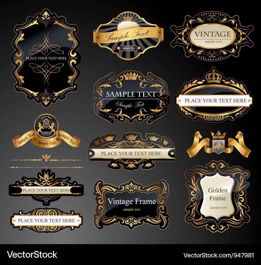 Golden lables Royalty Free Vector Image - VectorStock