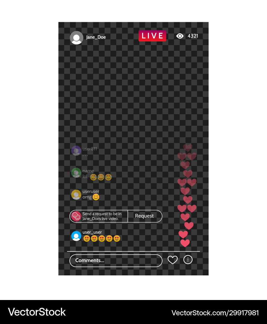 Live Streaming App Interface Royalty Free Vector Image