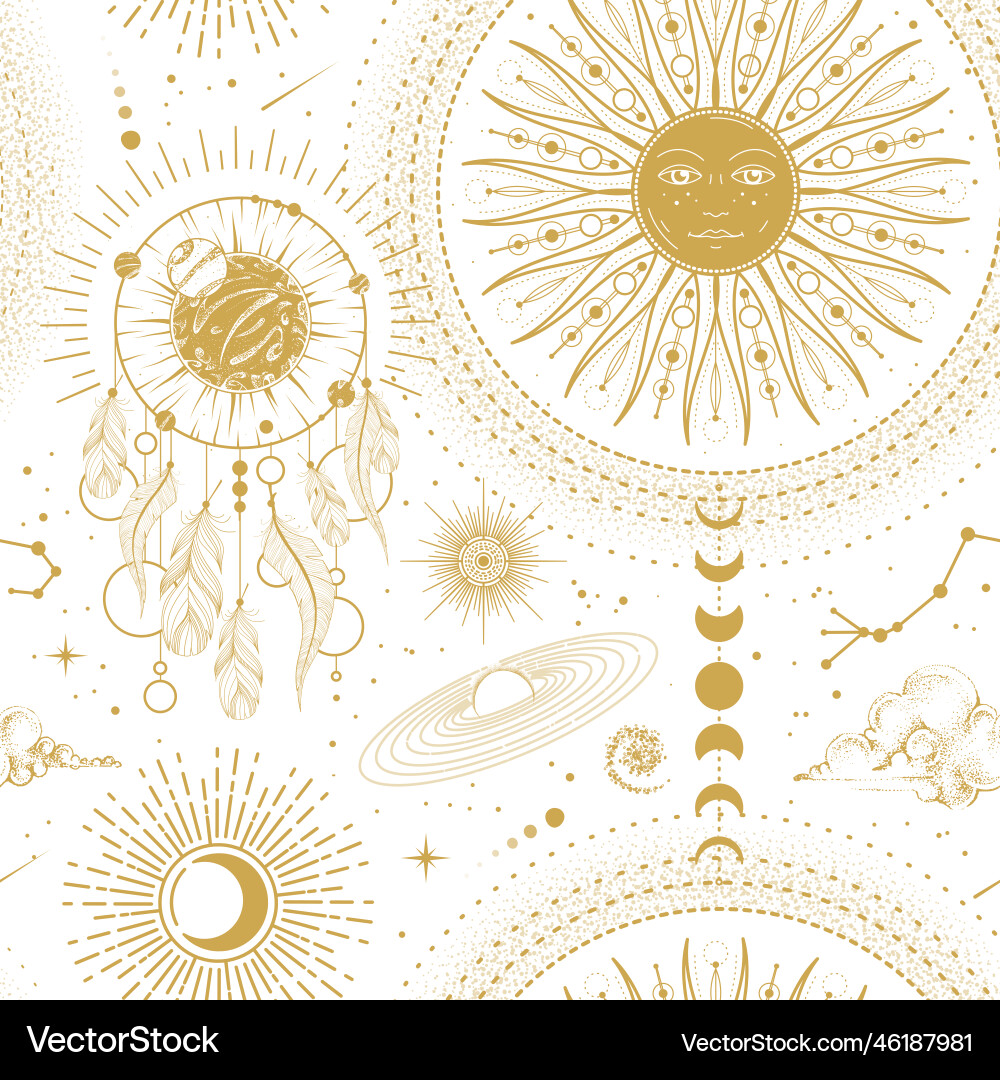 Magic witchcraft astrology seamless pattern Vector Image