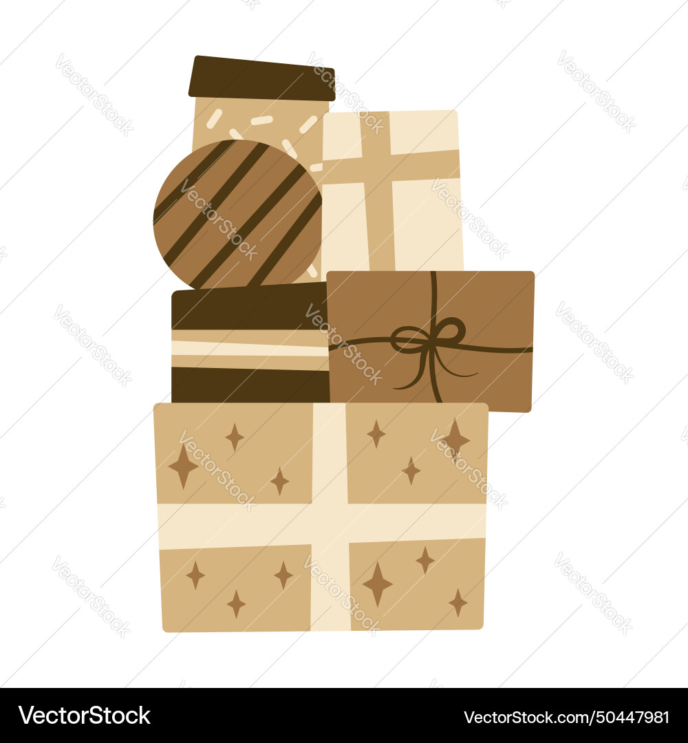 Mountain of craft gift boxes Royalty Free Vector Image