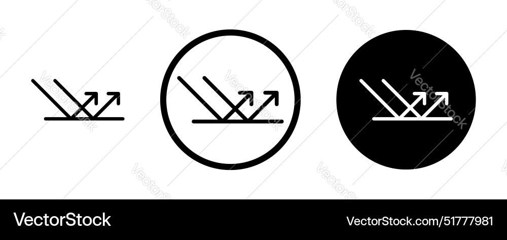 Reflect icon set bounce surface arrows symbol Vector Image