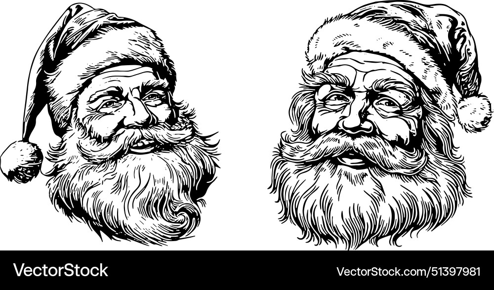 Set of santa claus faces Royalty Free Vector Image