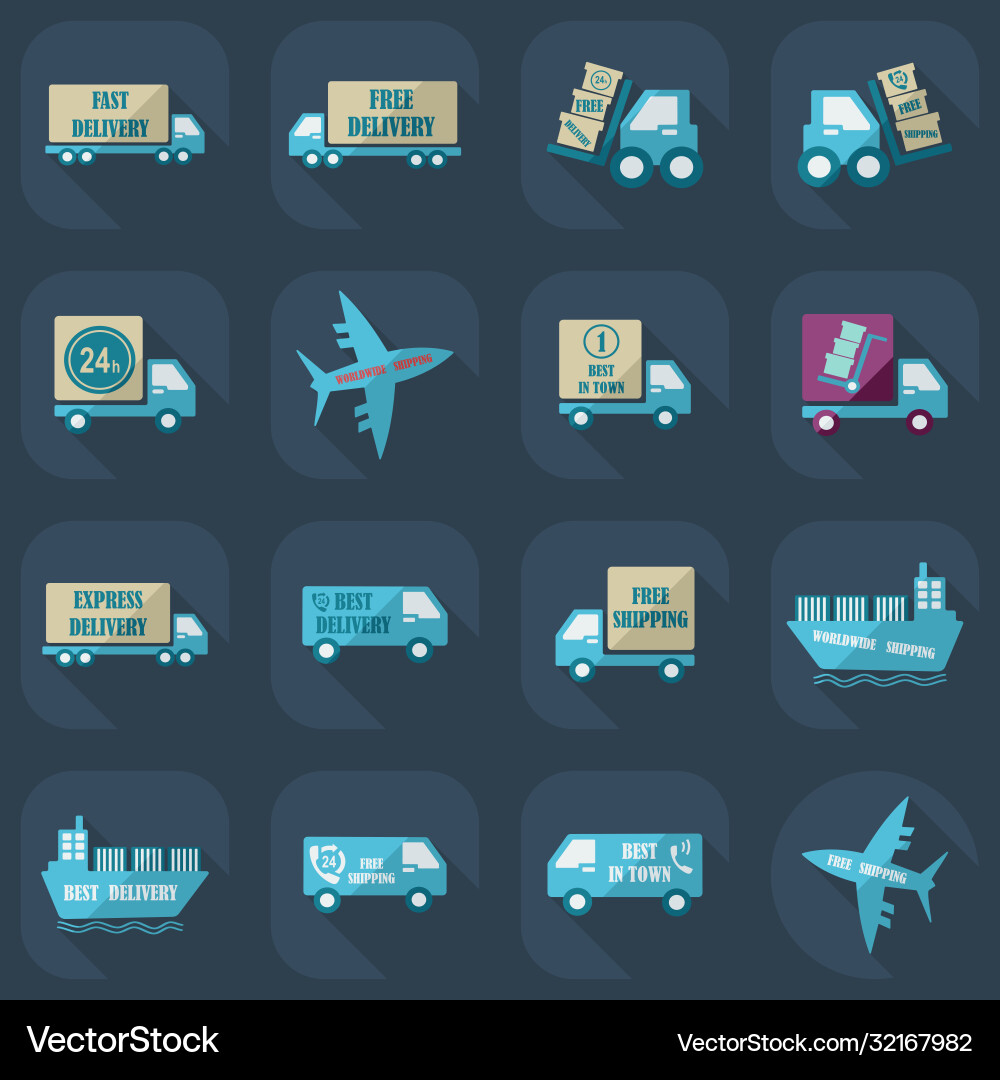 Assembly icons transport delivery set – Free Vector | VectorStock