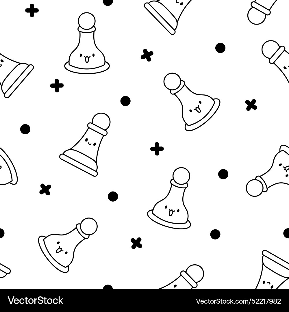 Cute chess pieces with happy face coloring page Vector Image