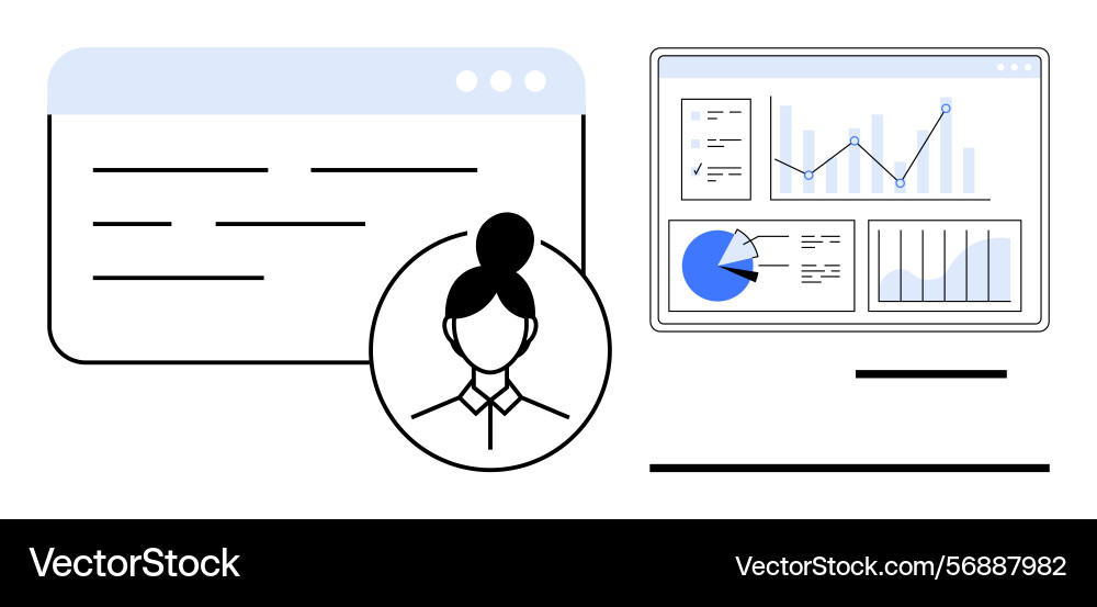Data analysis dashboard with user profile Vector Image