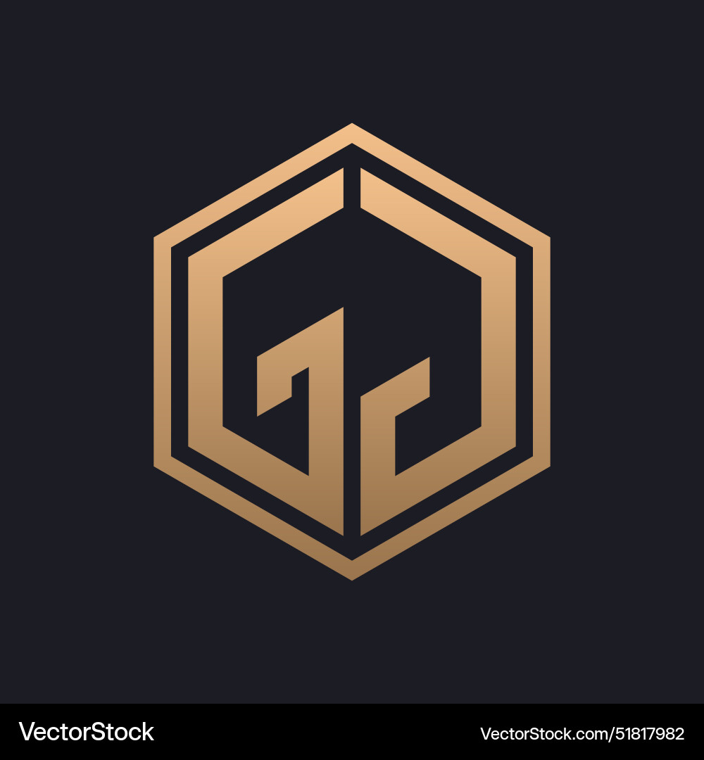 Elegant hexagon letter gj logo design initial Vector Image