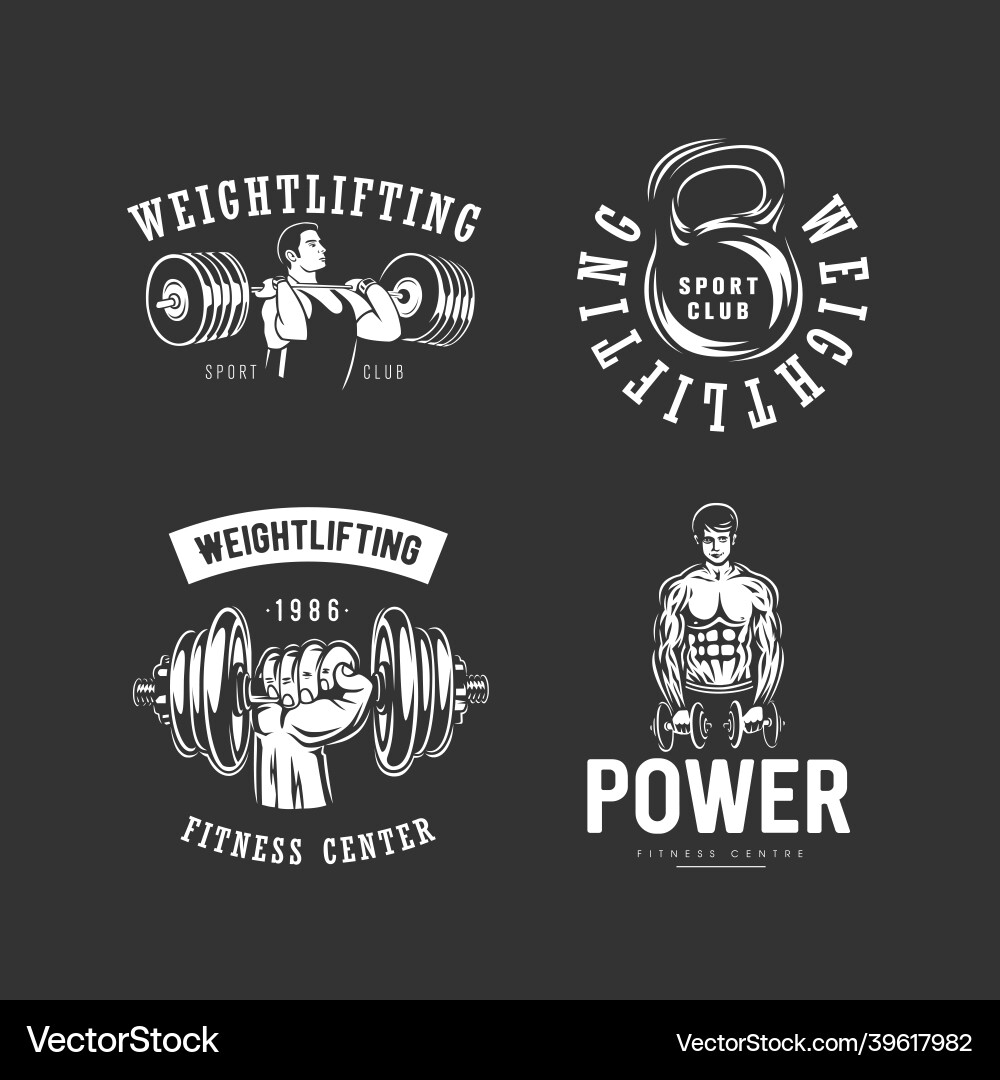 Fitness and weightlifting logo set Royalty Free Vector Image