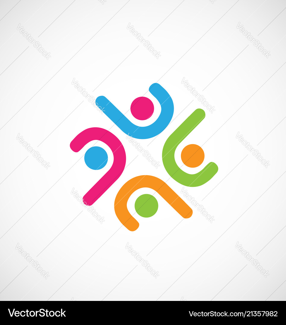 Minimalism teamwork people icon logo Royalty Free Vector