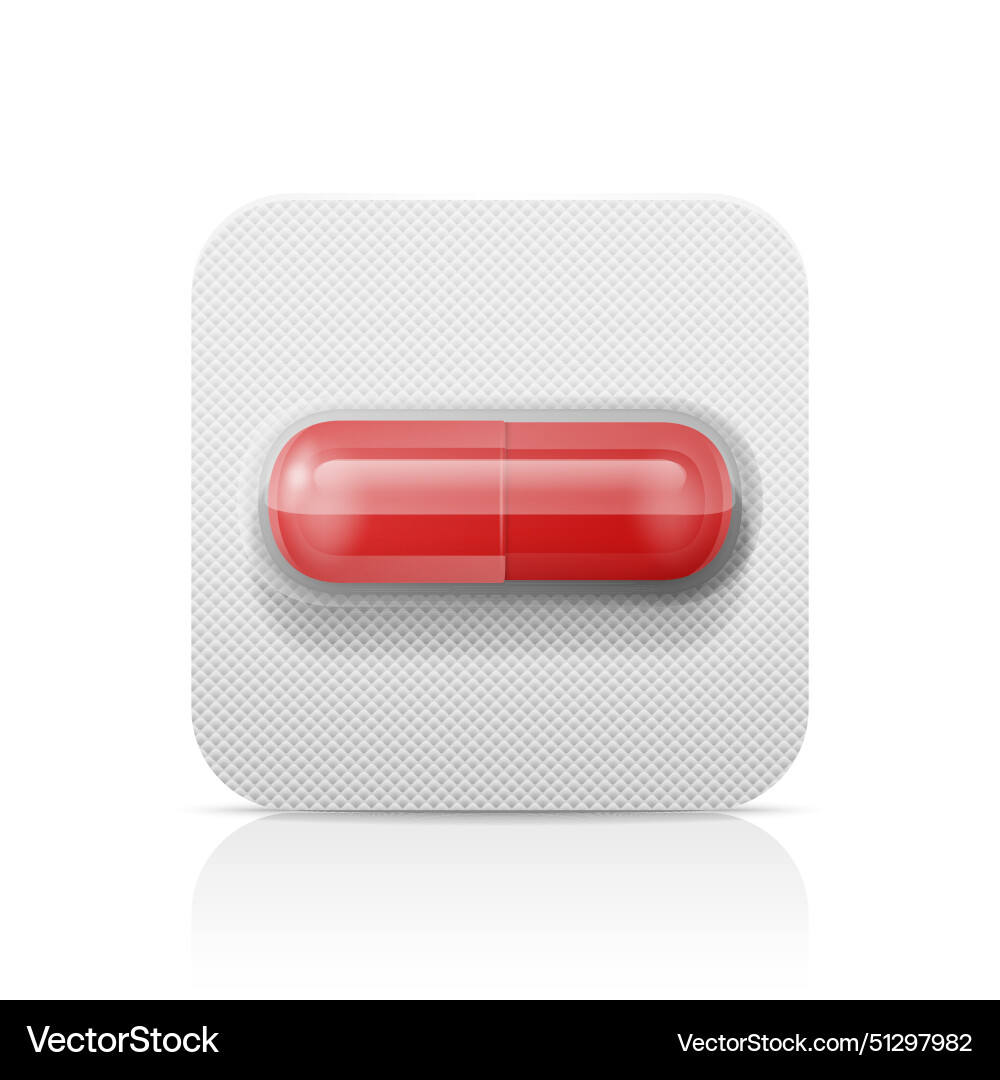 Realistic red pharmaceutical medical pill Vector Image