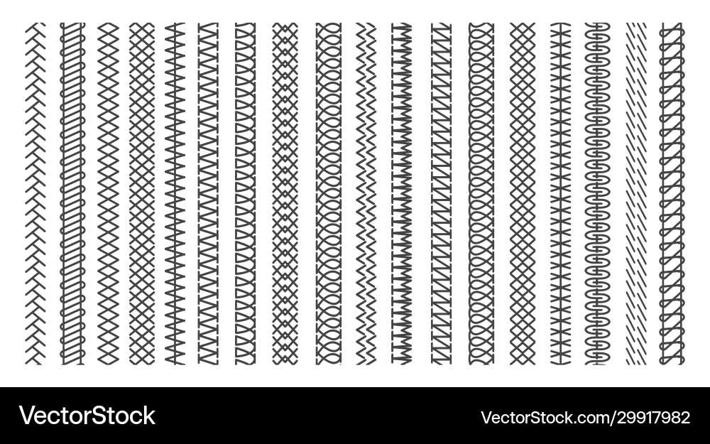 Sewing stitche patterns Royalty Free Vector Image