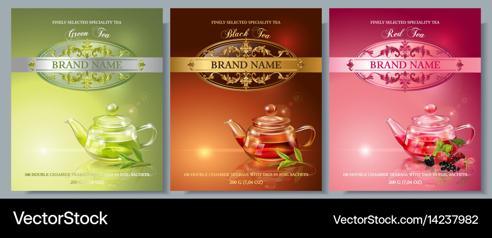 Tea packaging banners Royalty Free Vector Image