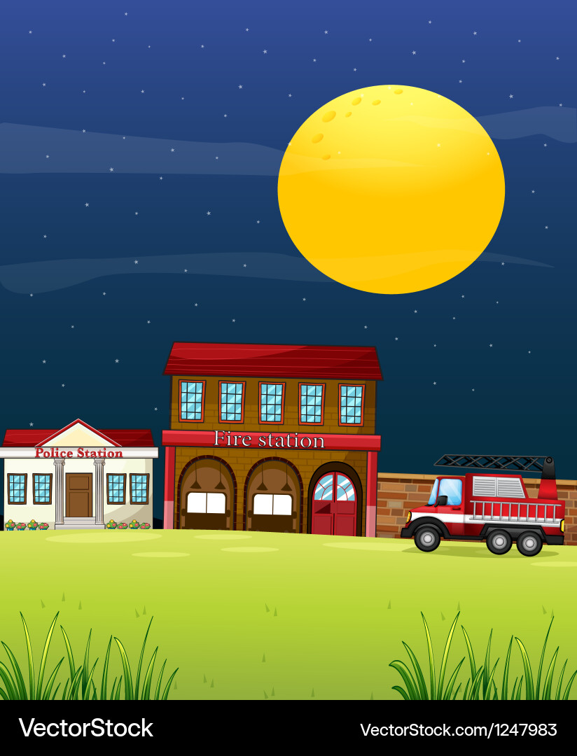A police station beside the fire Royalty Free Vector Image