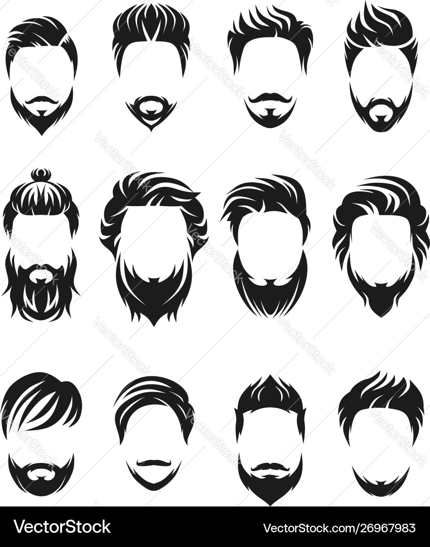 Awesome set man beard and hair Royalty Free Vector Image