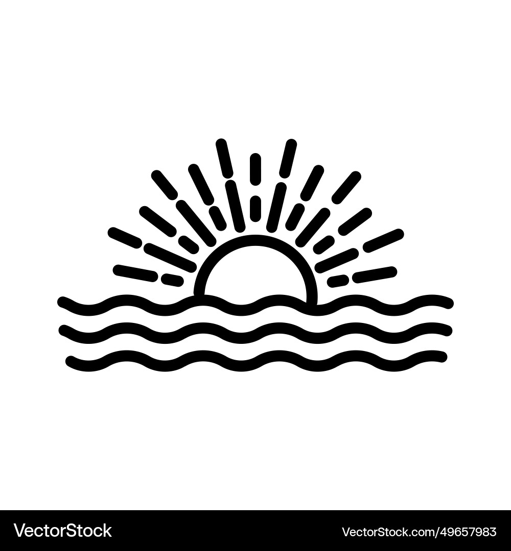 Beach sun line logo icon image Royalty Free Vector Image