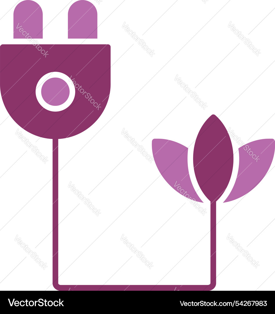 Eco plug glyph two colour icon Royalty Free Vector Image