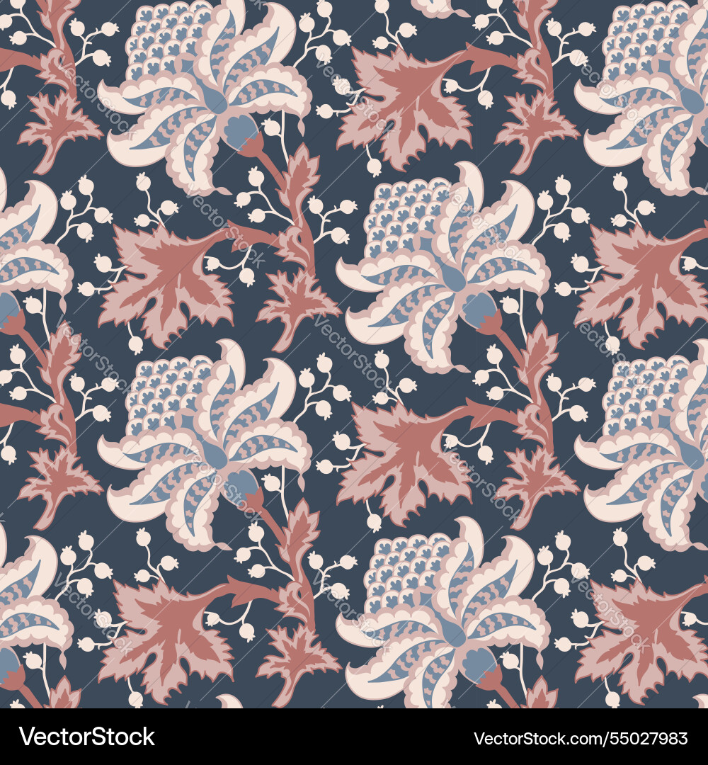 Ethnic floral pattern with indian ornament Vector Image