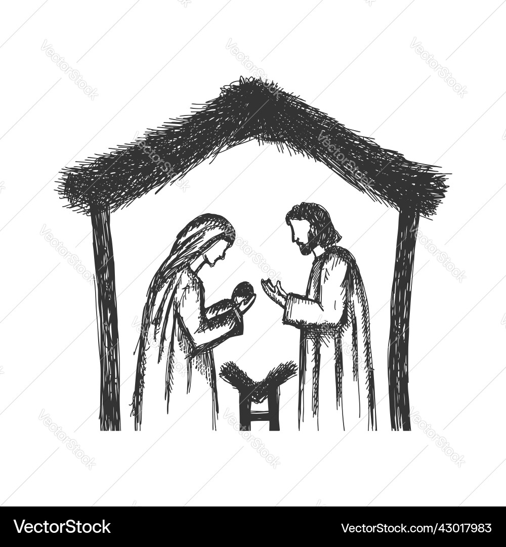 Joseph and mary with little jesus Royalty Free Vector Image