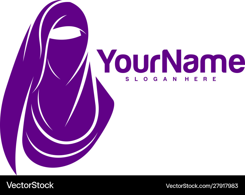 Muslimah hijab logo design template Royalty Free Vector