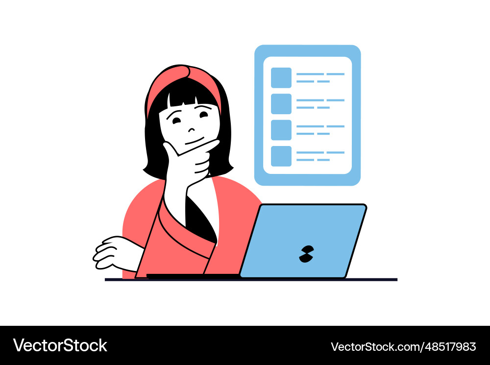 Online survey concept with people scene in flat Vector Image