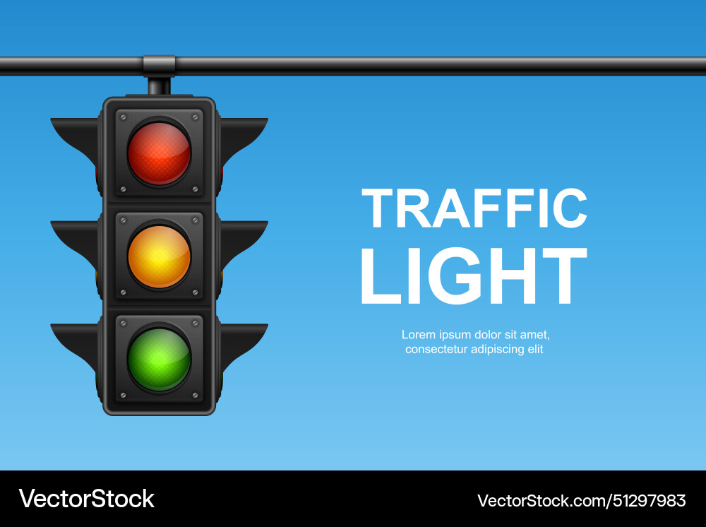 Realistic hanging traffic signal with green Vector Image