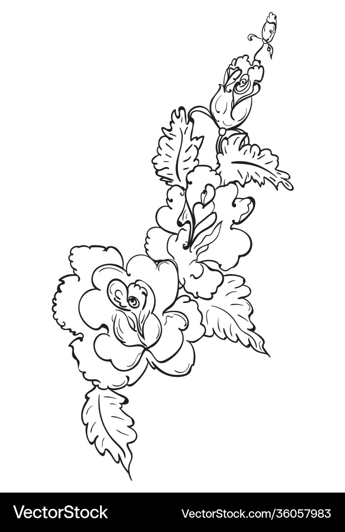 Roses line art design Royalty Free Vector Image