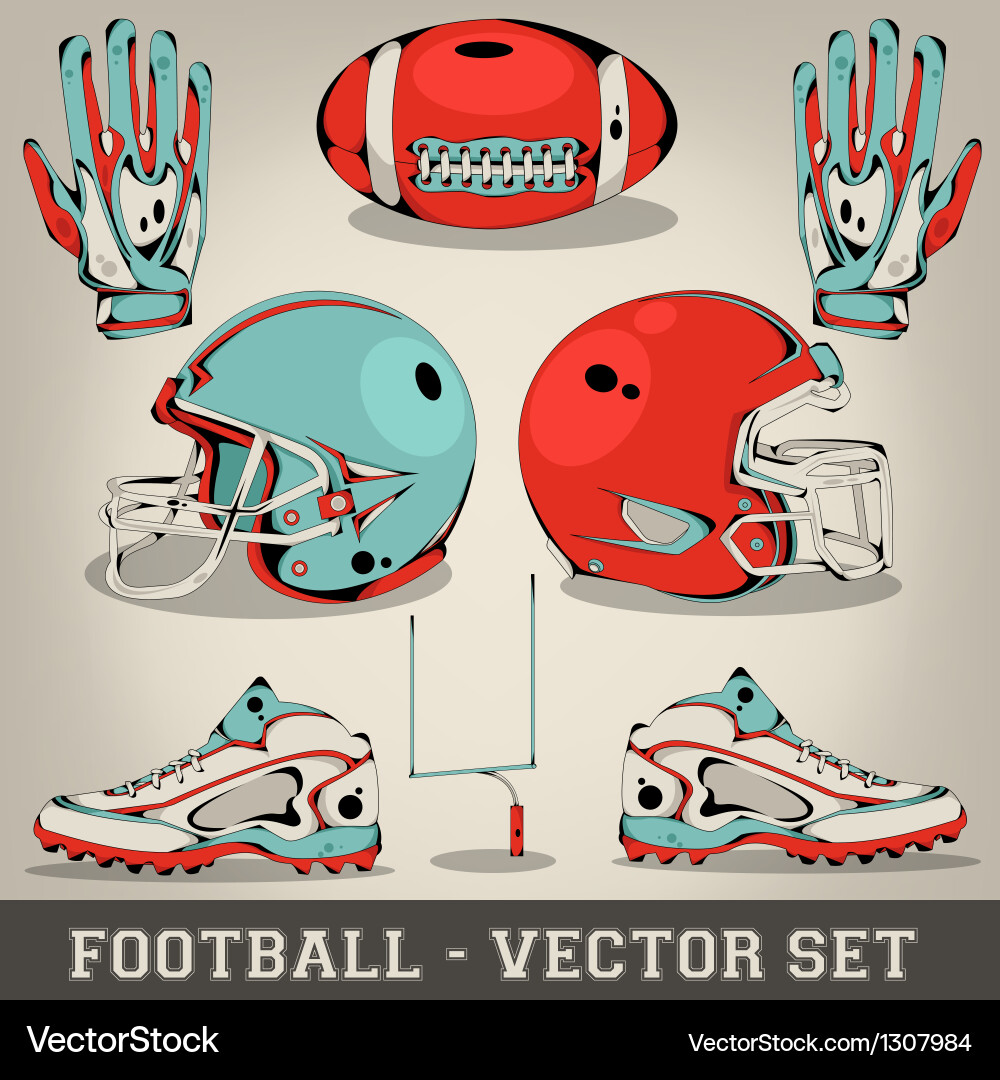 American football set Royalty Free Vector Image