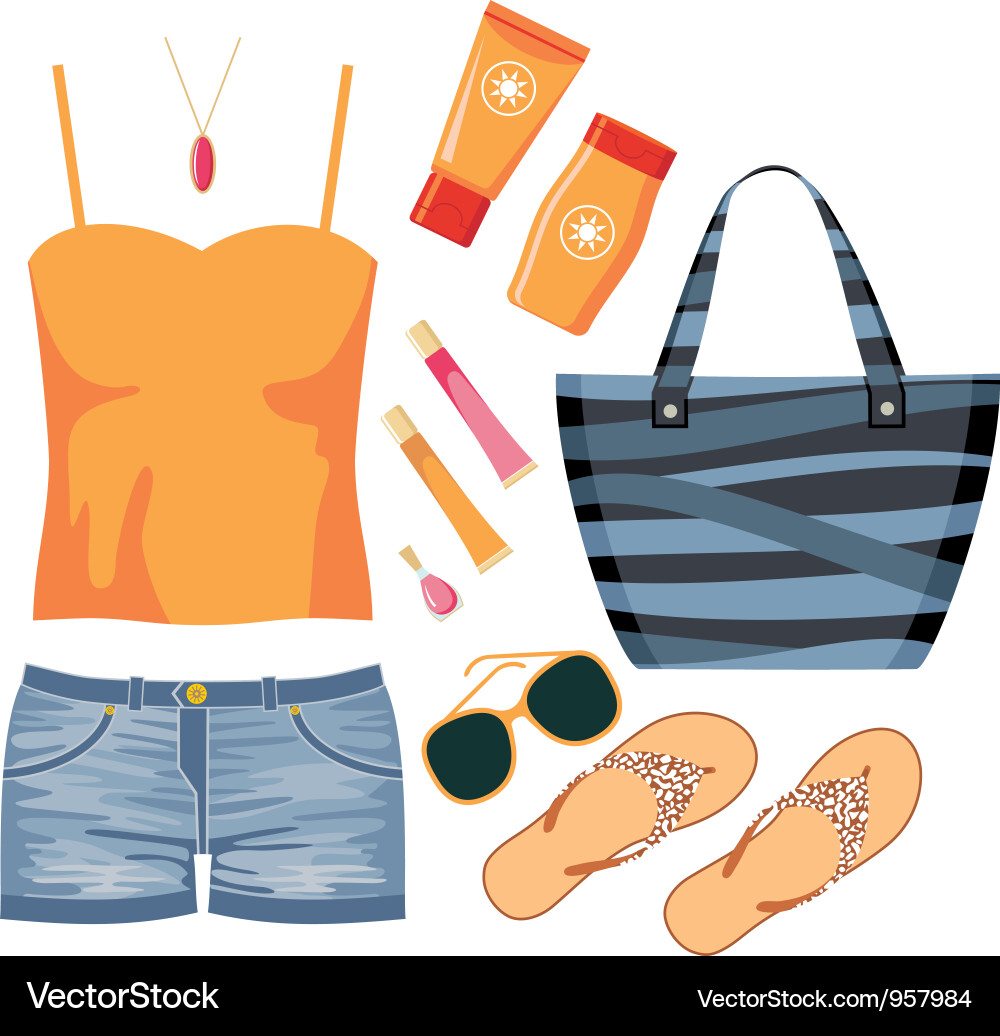 Fashionset of summer clothes Royalty Free Vector Image