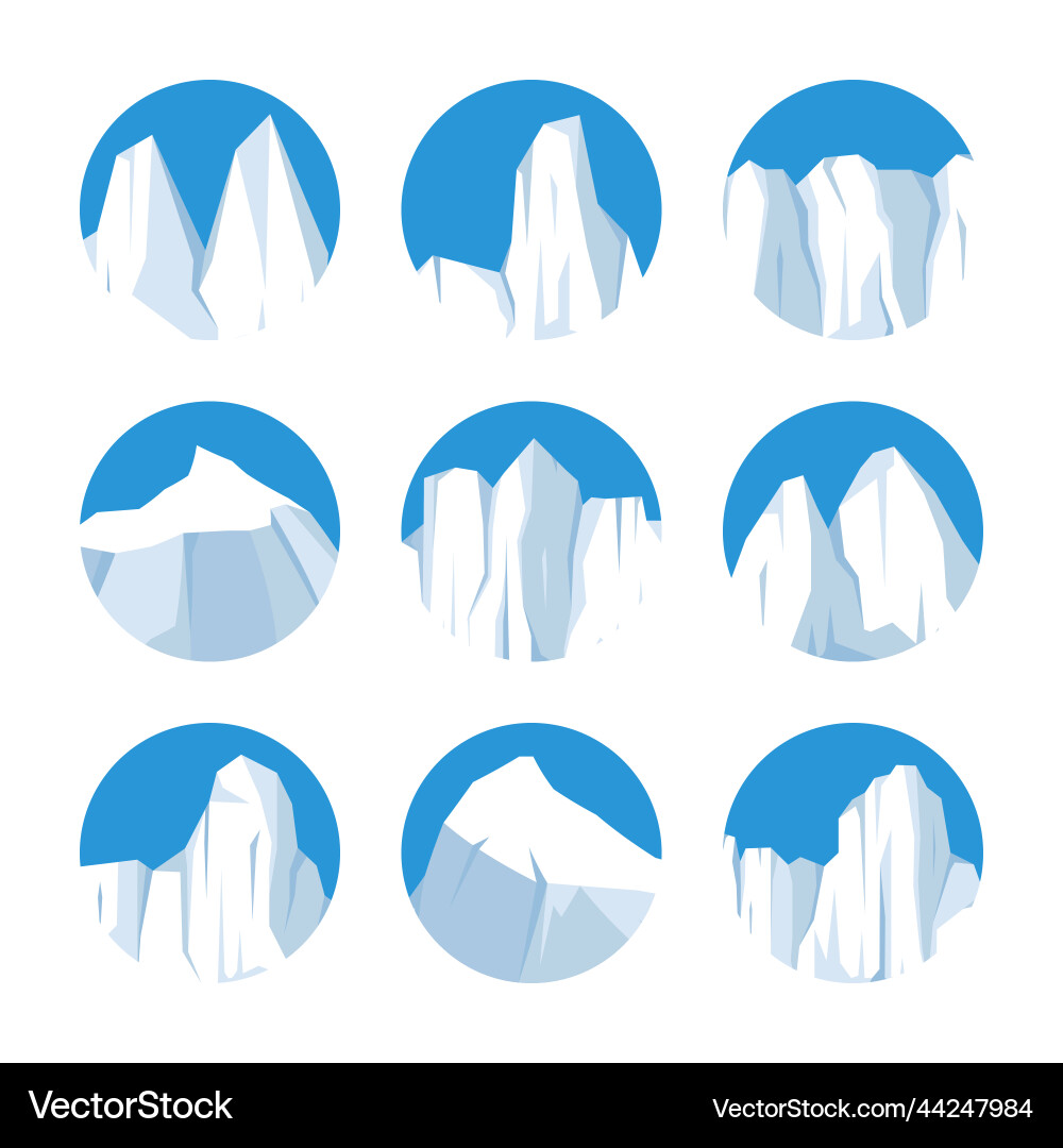 Floating icebergs collection drifting arctic Vector Image