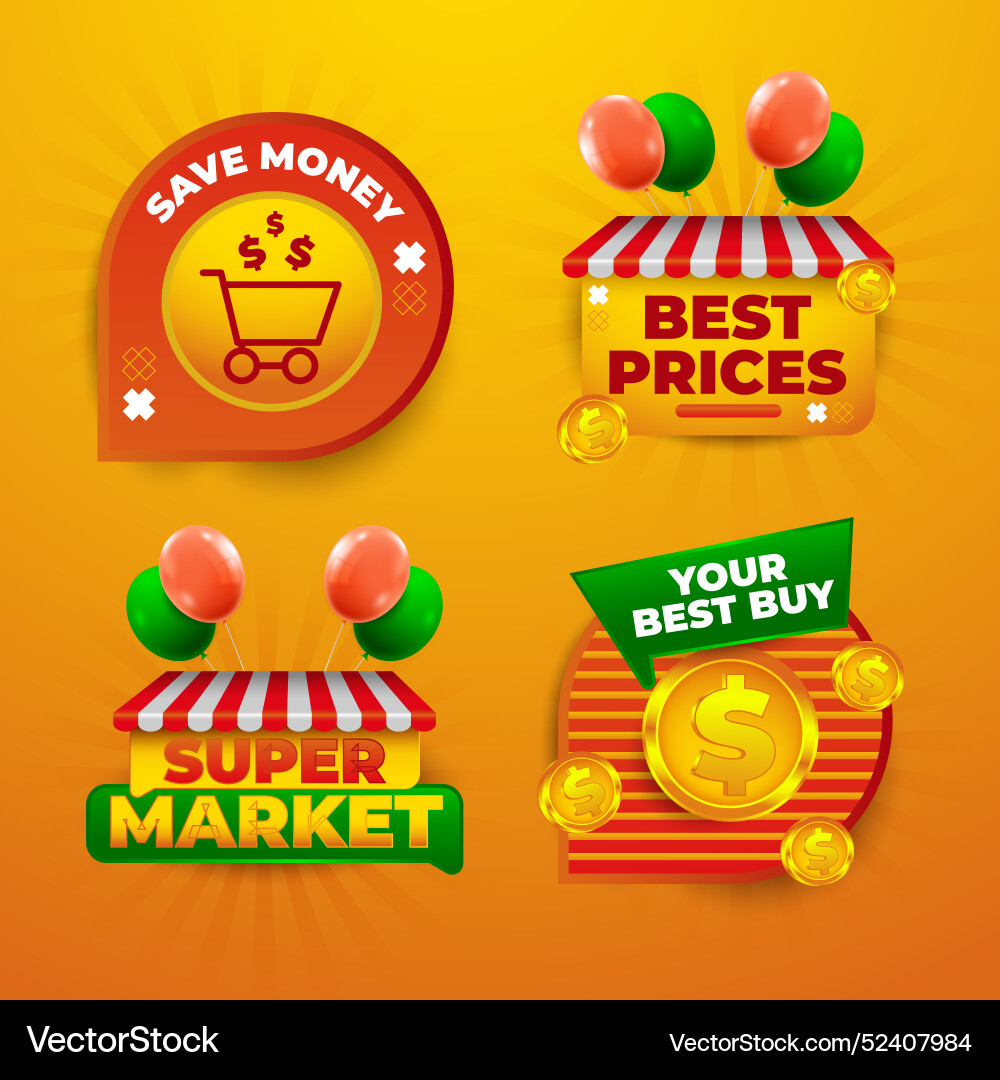 Gradient supermarket labels collection Royalty Free Vector