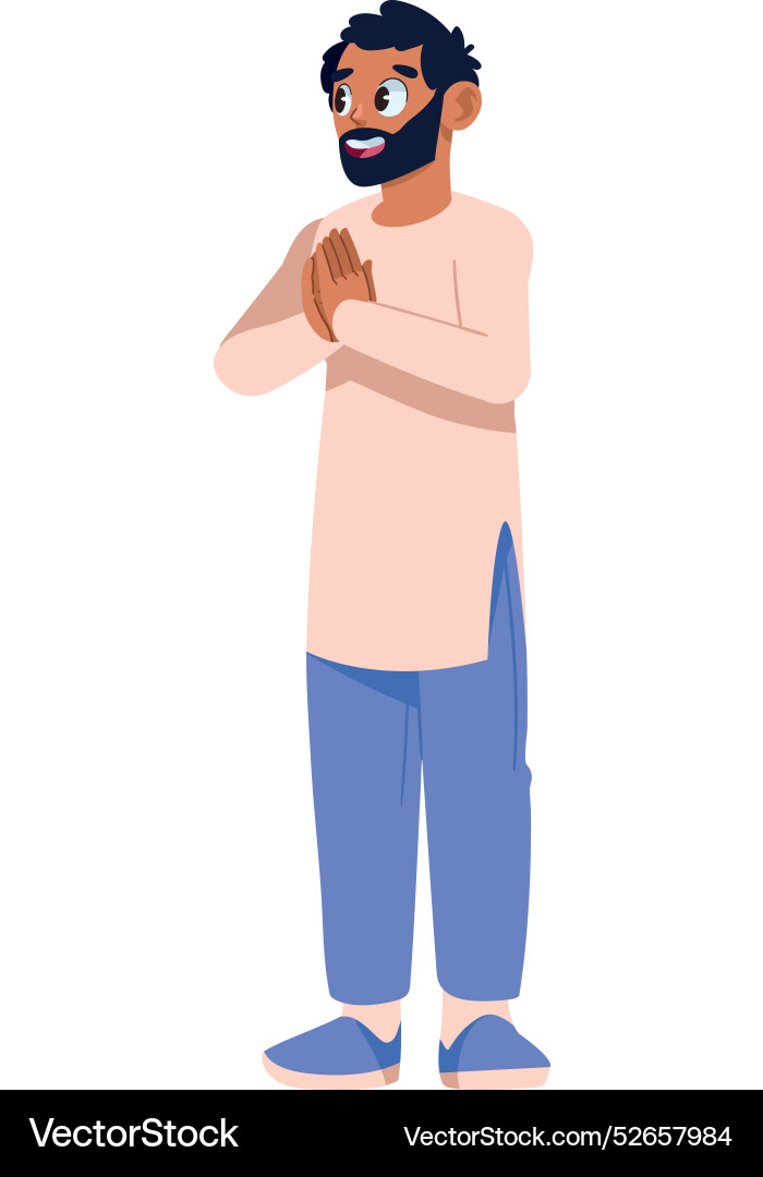 Hindu man making namaste greeting Royalty Free Vector Image