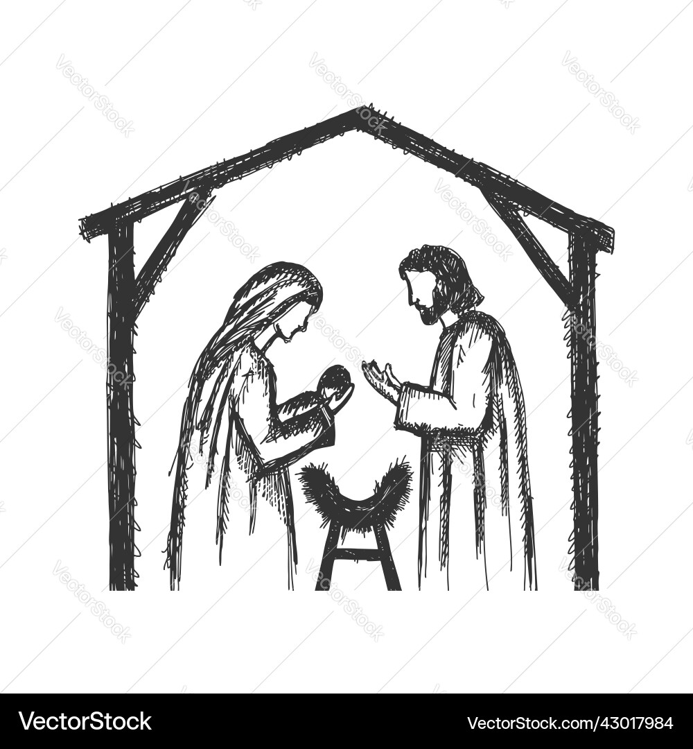Joseph and mary with little jesus Royalty Free Vector Image