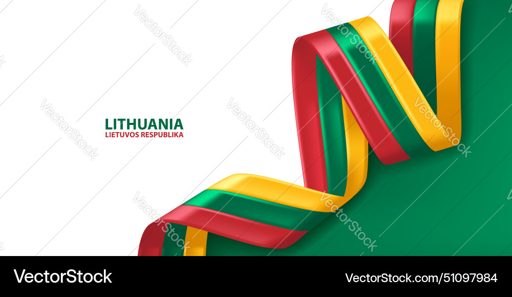 Lithuania 3d ribbon flag Royalty Free Vector Image