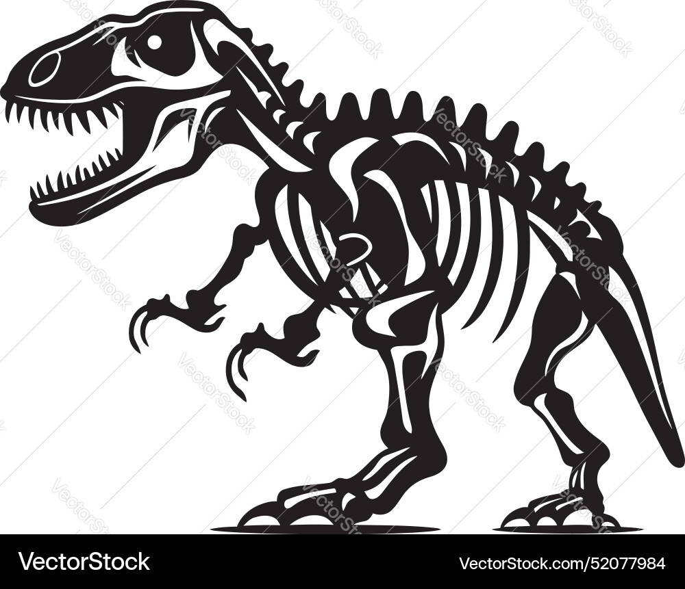 Mesozoic majesty t rex skeleton emblem Royalty Free Vector