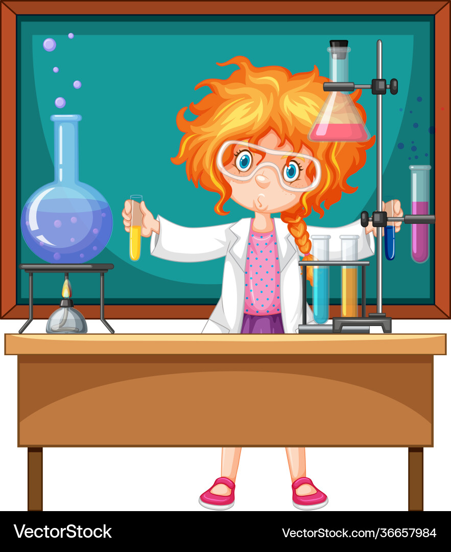 Researcher experiment in laboratory Royalty Free Vector