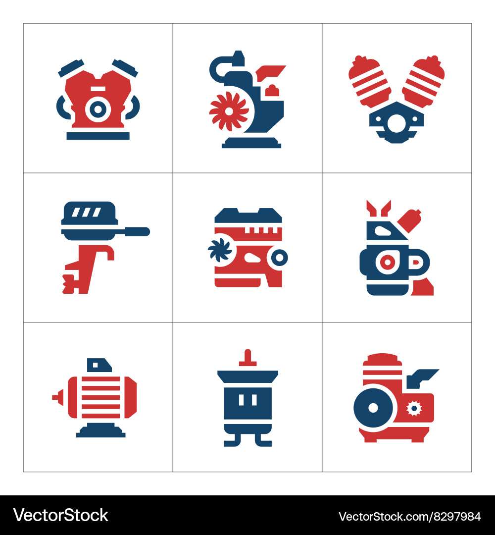 Set color icons of motor and engine Royalty Free Vector