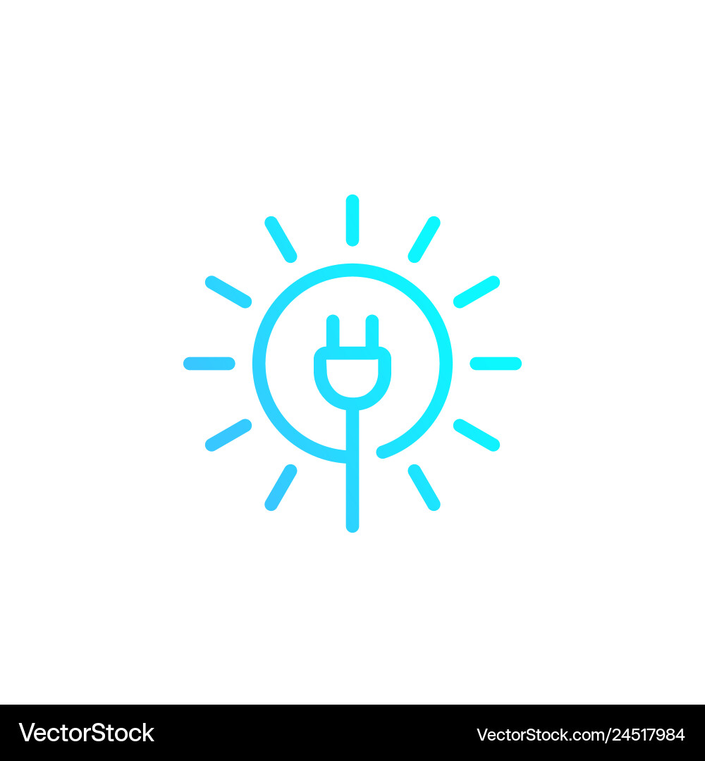 Solar energy sun and electric plug logo Royalty Free Vector