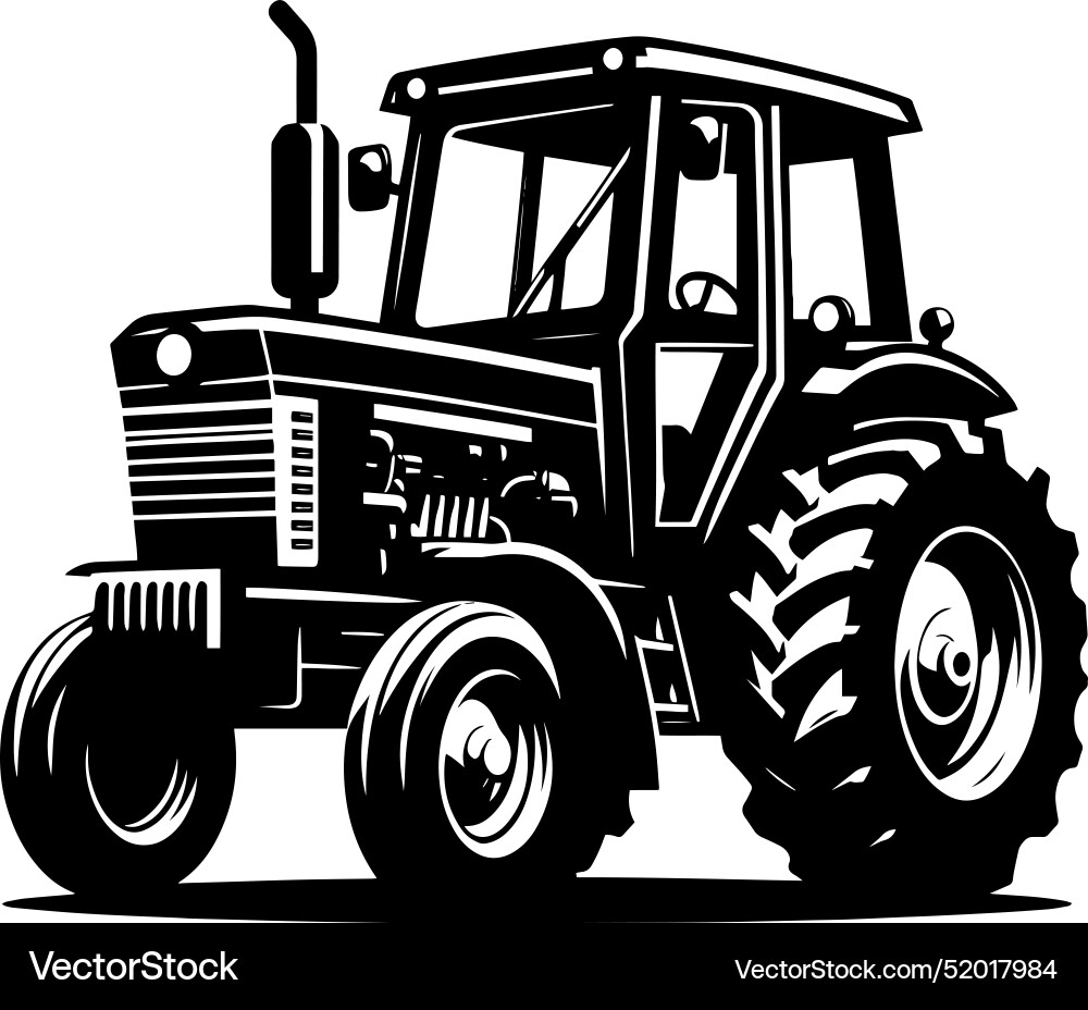 Tractor silhouette isolated on a white background Vector Image