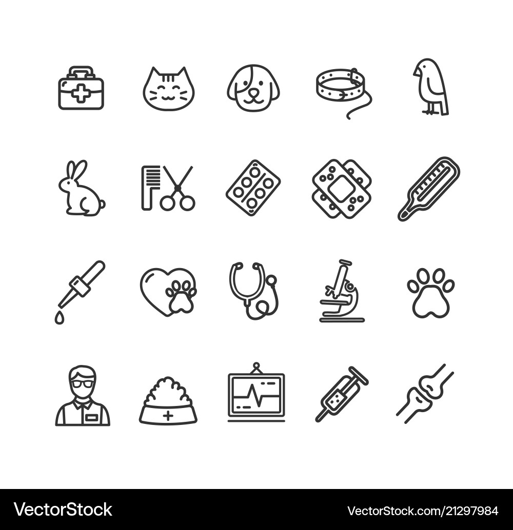 Veterinary Clinic Icon Set - Thin Line Royalty Free Vector