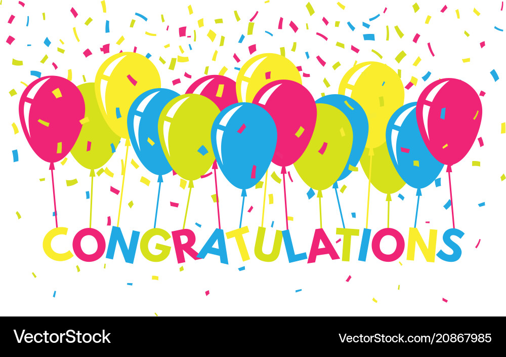 Congratulations colorful with confetti Royalty Free Vector