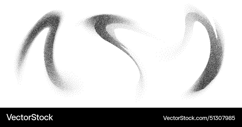 Dotwork abstract shapes black grain texture Vector Image